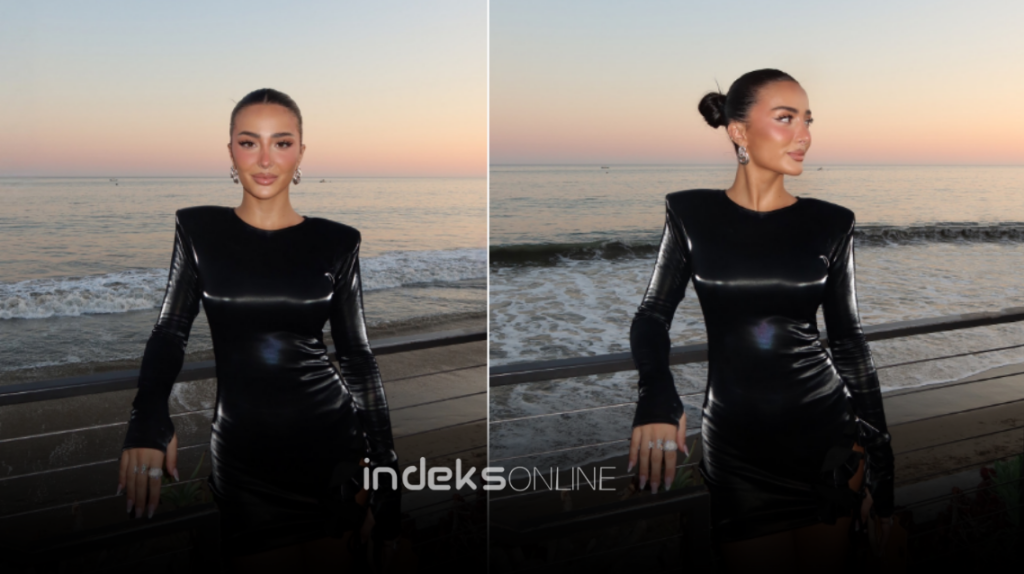 Me pamje nga deti, Alba Vukaj pozon e veshur me fustan të zi ...