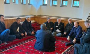 Enver Hoxhaj, together with brothers Thaçi and Veseli, mark the place ...