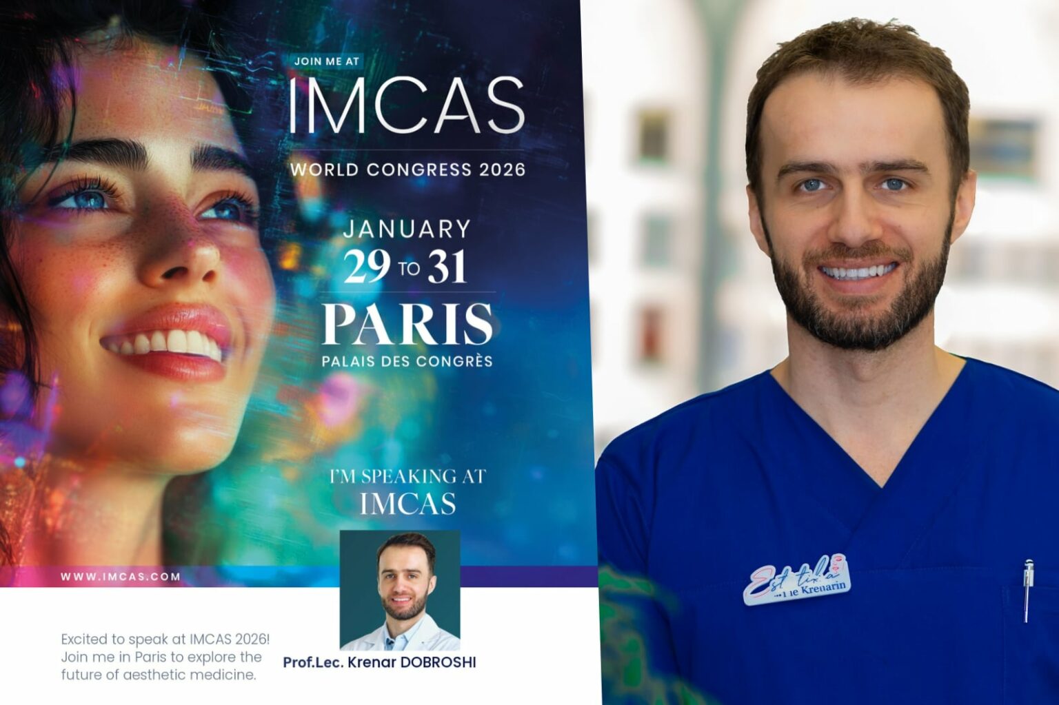 Krenar Dobroshi foreleser ved IMCAS i Paris, den mest prestisjefylte ...